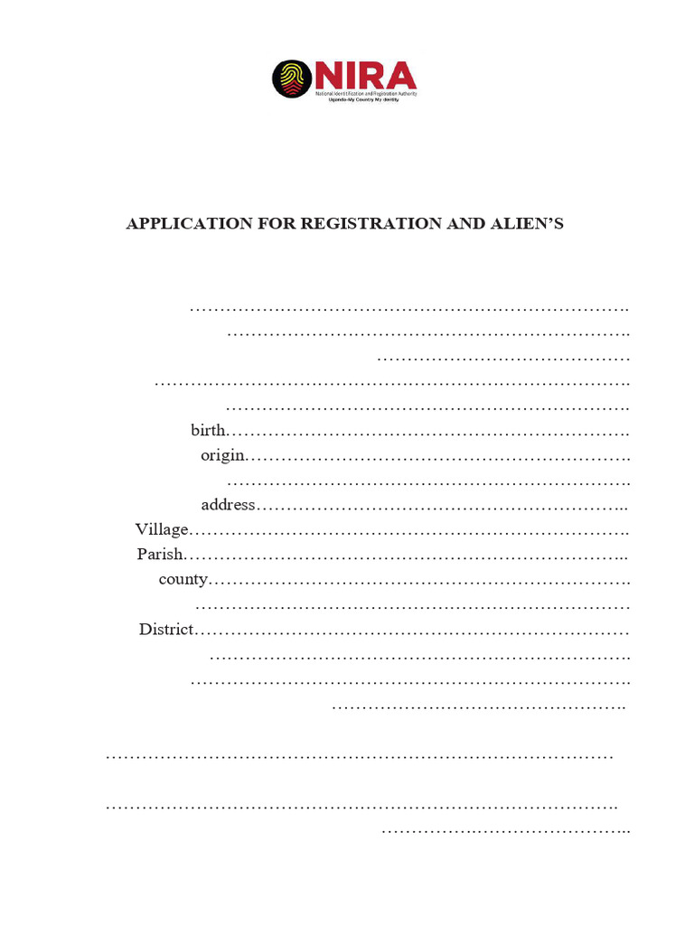 Form 4 - Application For Registration and Alien's Indentification Card ...