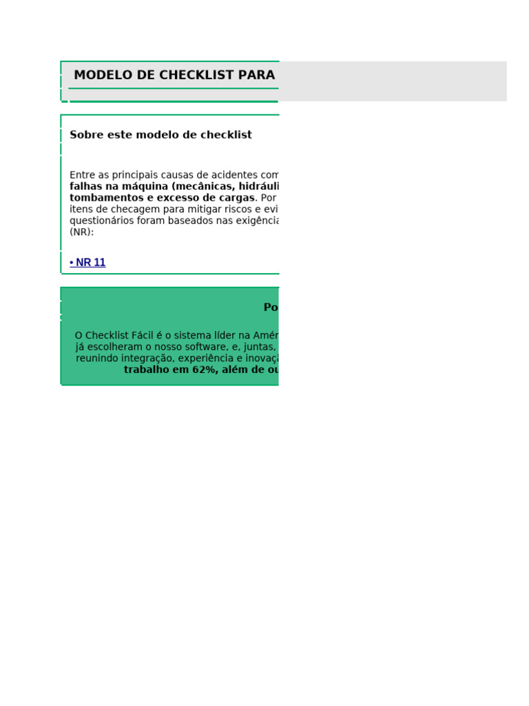 PT MR Checklist Uso de Empilhadeira | PDF | Empilhadeira | Inovação