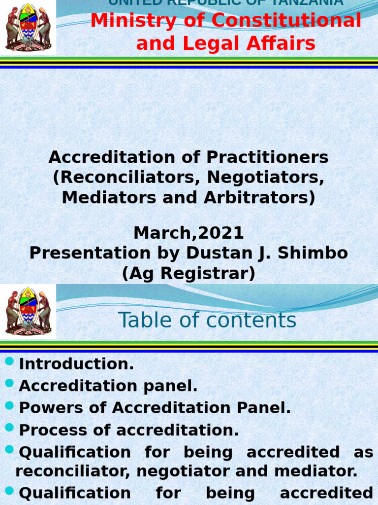 Accreditation of Practitioners Regulation GN. No..147 of 2021 | PDF | Mediation | Arbitration