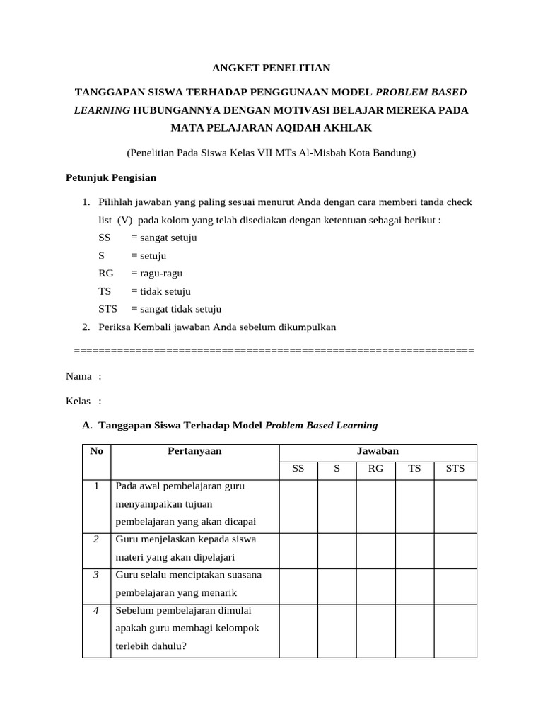 Angket Penelitian | PDF | Karier & Perkembangan