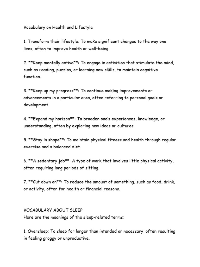 Sleep Vocabulary | PDF