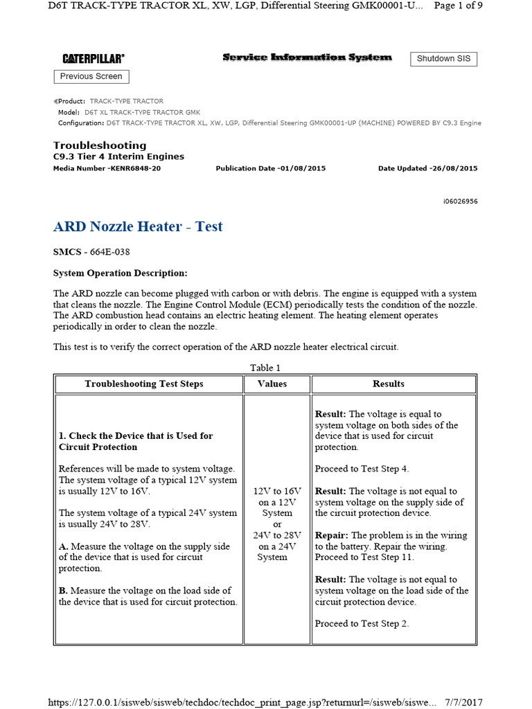 ARD Nozzle Heater Test KENR6848 | PDF | Electrical Engineering ...