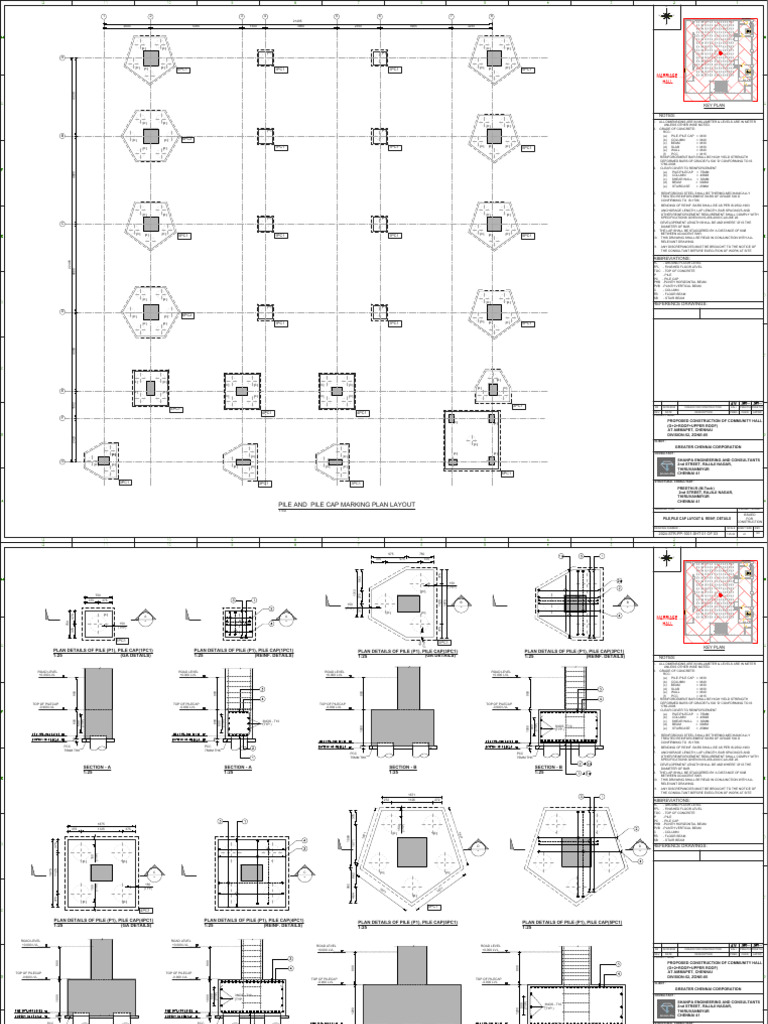 Pile Cap Layout & Reinforcement | PDF | Beam (Structure) | Deep Foundation