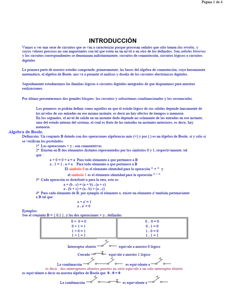 Teoremas y Postulados Algebra de Boole | PDF | Álgebra de Boole ...