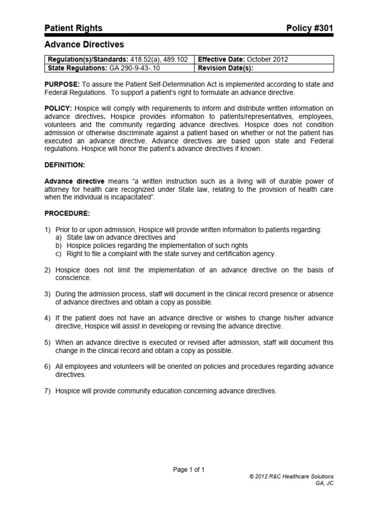 301 Advance Directives | PDF | Patient | Medicine