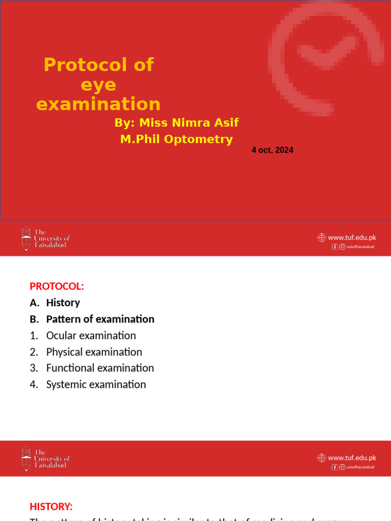Protocol of Eye Examination Protocol of Eye Examination Protocol of Eye ...
