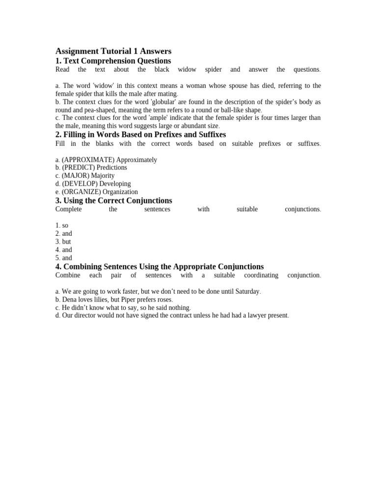 Assignment Tutorial 1 Answers | PDF