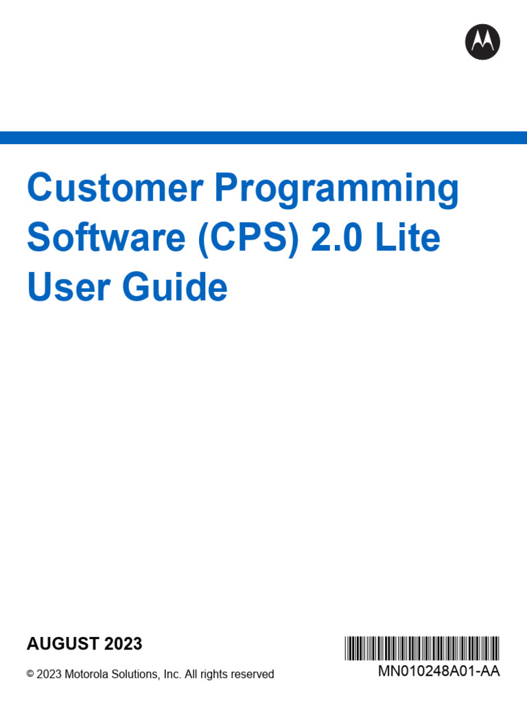 MN010248A01-AA Multilingual Customer Programming Software CPS 2 0 Lite User Guide | PDF ...