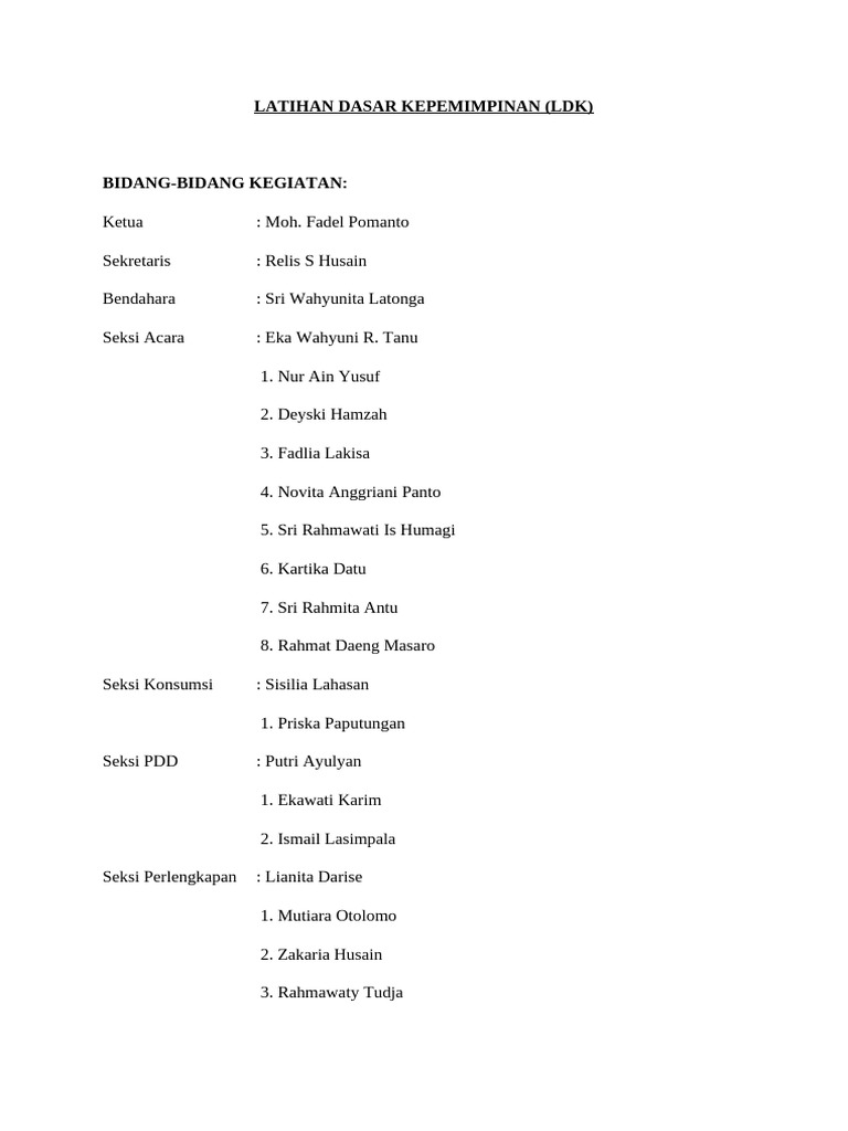 Rundown Acara LDK | PDF