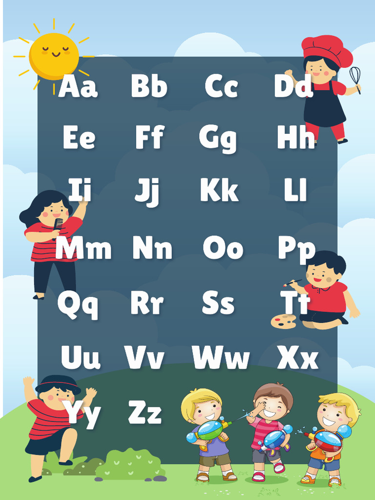 Colorful 3D Characters Learn To Read Letters A-Z Graphic Poster | PDF