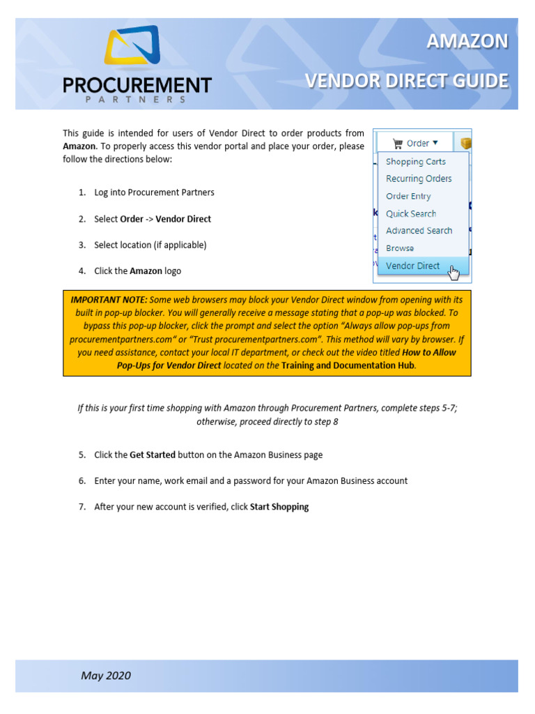 Amazon Vendor Direct Ordering Guide | PDF | Web Software | Hypertext