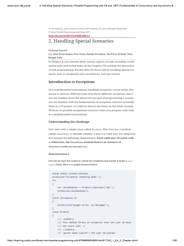 Handling Special Scenarios Parallel Programming With C And Net Fundamentals Of Concurrency
