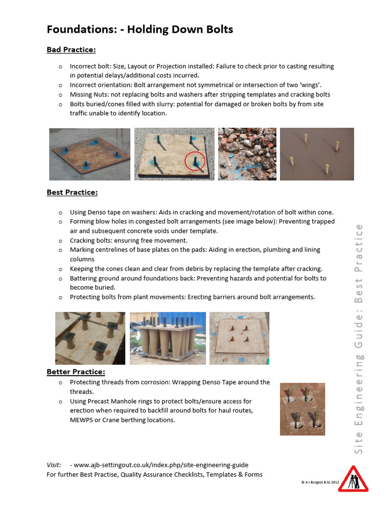 Best Practice - Holding Down Bolts | PDF