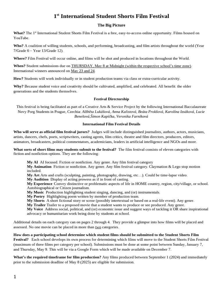 International Student Shorts Film Festival | PDF | Voice Over | Non Fiction