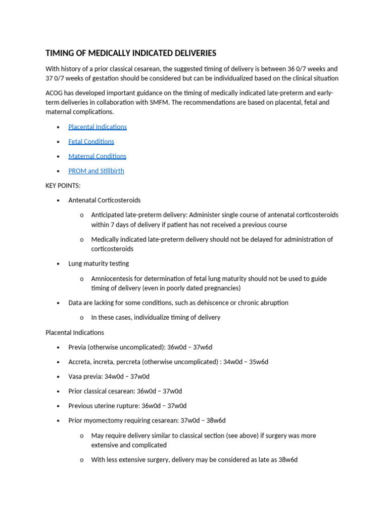 Timing of Medically Indicated Deliveries | PDF | Childbirth | Obstetrics