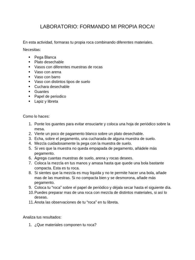 Laboratorio Creando Mi Roca | PDF | Arte