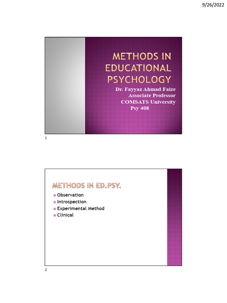 Methods in Edu Psy | PDF | Experiment | Behavior