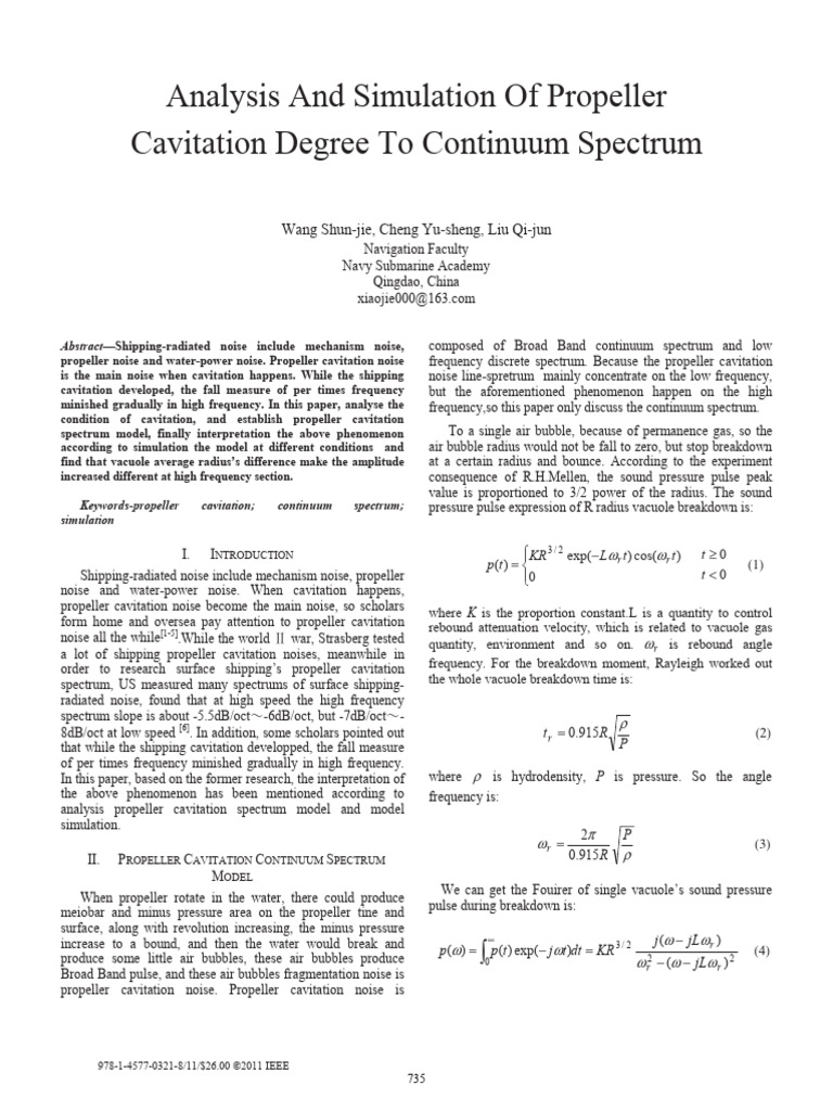 Analysis and Simulation of Propeller Cavitation Degree To Continuum ...