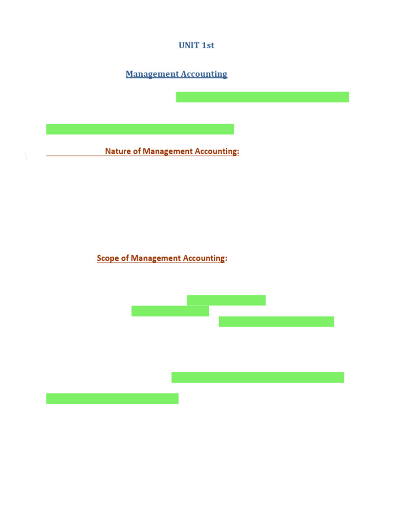 Management Accounting Overview and Functions | PDF | Cost Accounting ...