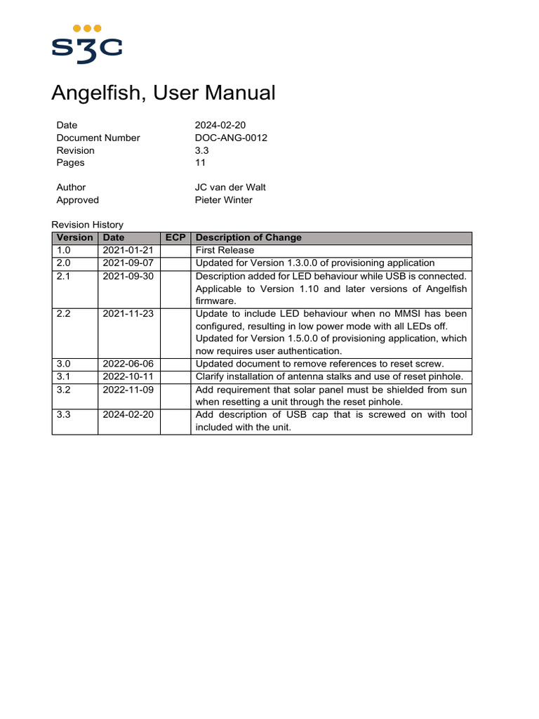 DOC-ANG-0012 - Angelfish, User Manual - v3.3 | PDF | Usb | Computer File