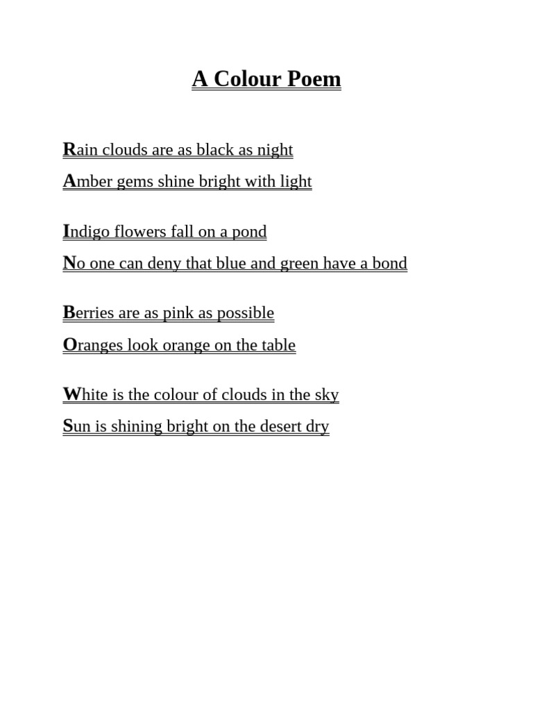 A Colour Poem | PDF | Poetry