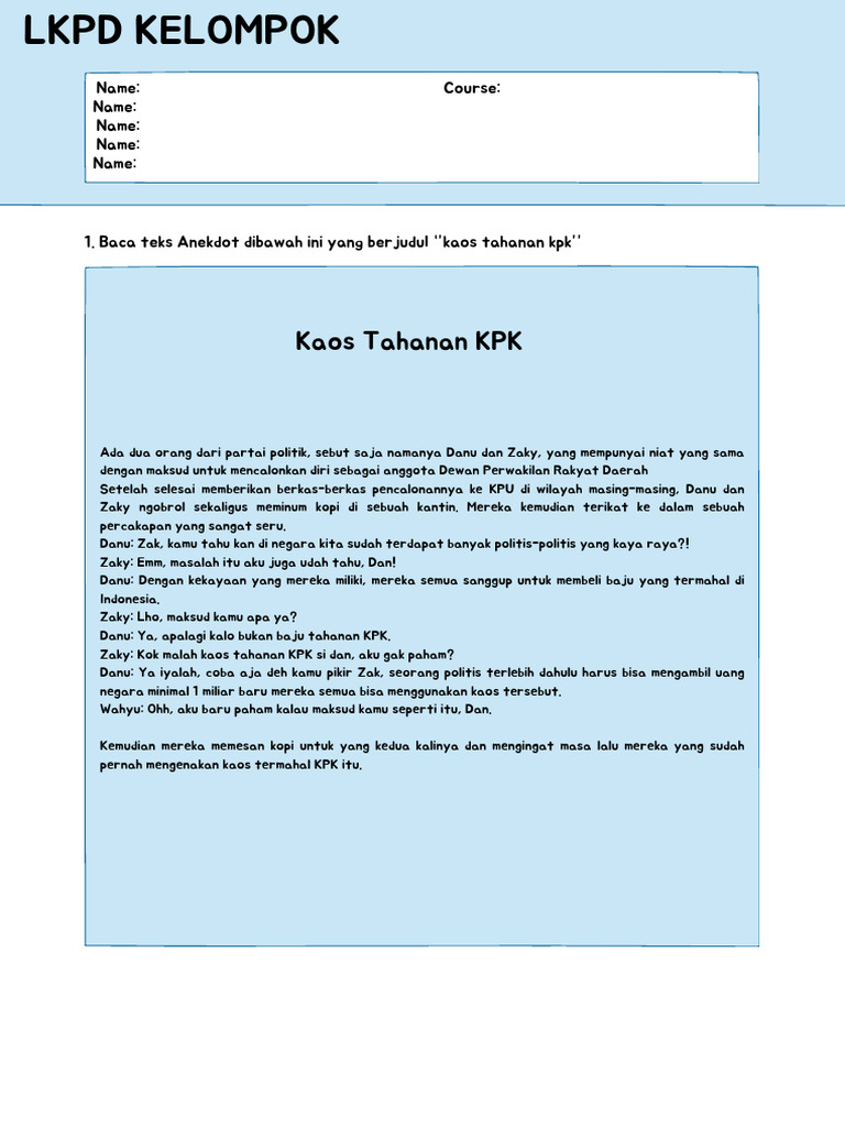 Anekdot Politik: Kaos Tahanan KPK | PDF