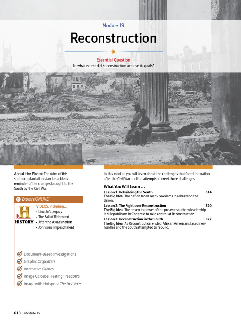 Module 19 Reconstruction | PDF | Reconstruction Era | Andrew Johnson
