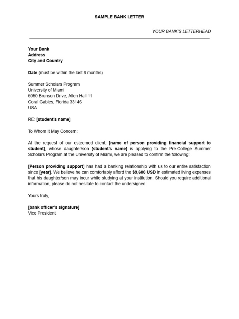 2024 Bank Letter Sample | PDF | Sports & Recreation | Wellness