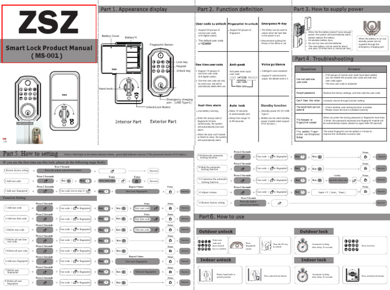 Front Door Lock MS-001 Manual Aug 2024 | PDF | Computing