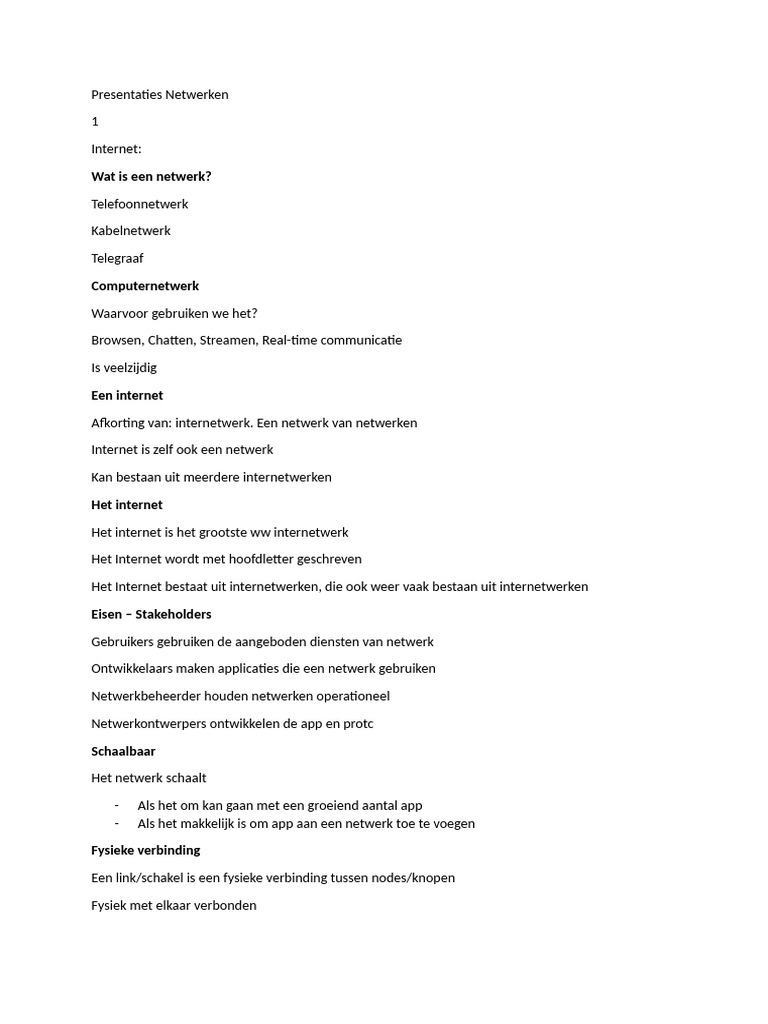 Presentaties Netwerken Samenvatting | PDF