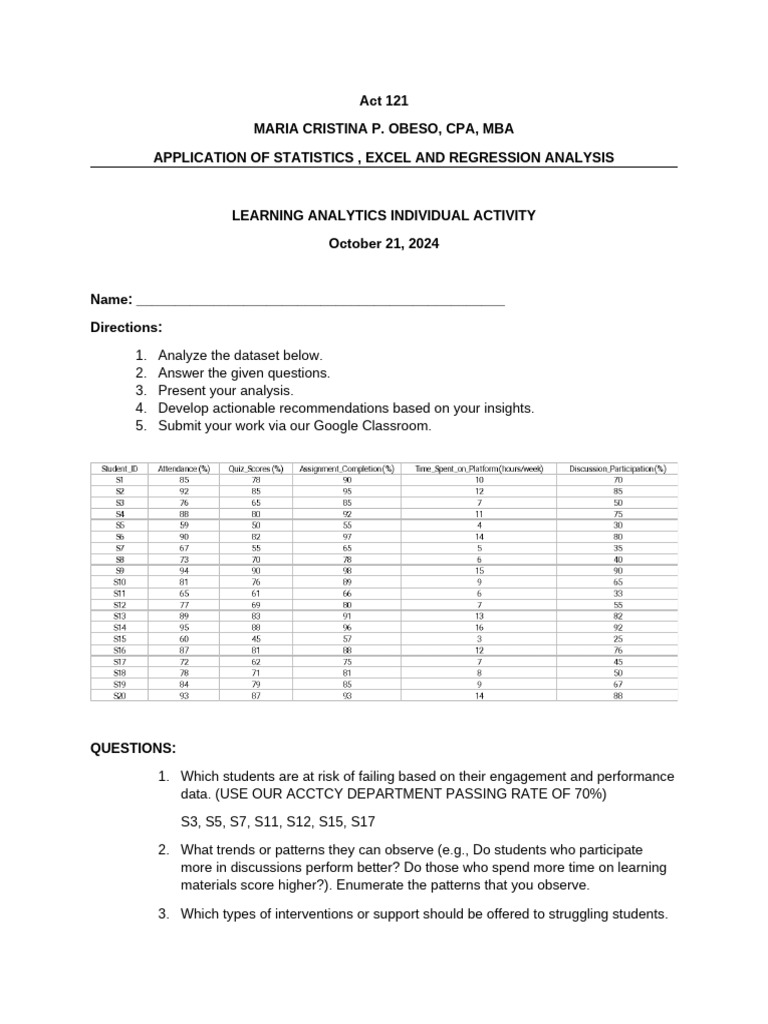 Learning Analytics Regresion Analysis | PDF | Analytics | Data Analysis