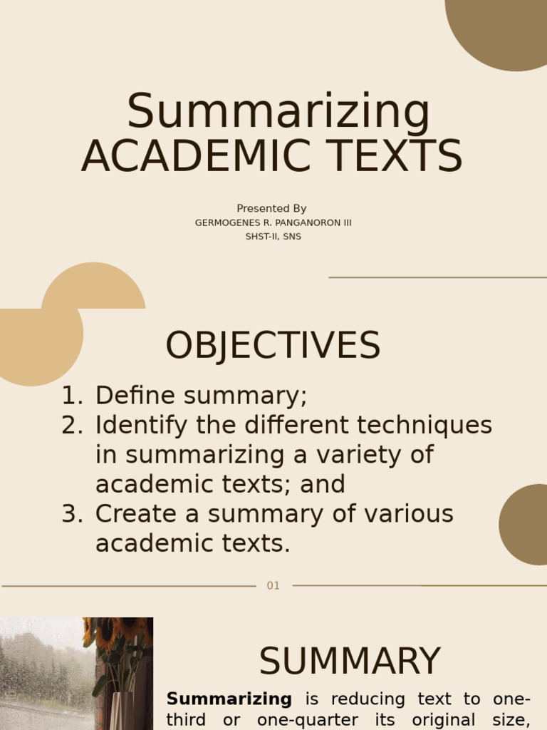 Techniques for Summarizing Academic Texts | PDF