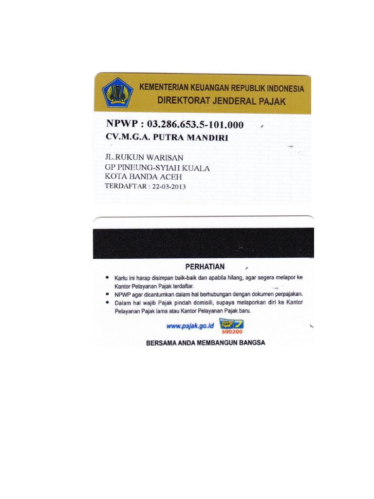 NPWP - SKT | PDF