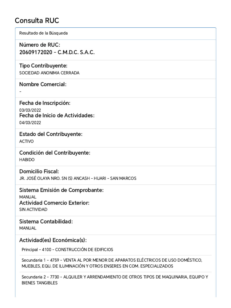 Ficha Ruc Carlos | PDF | Derecho