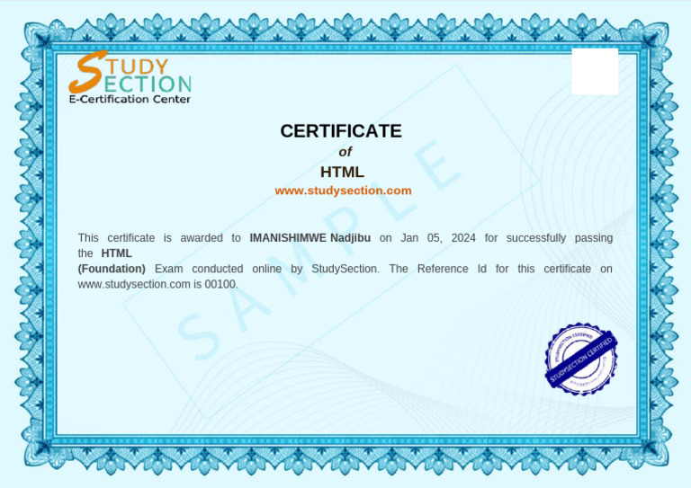 Sample Certificate | PDF