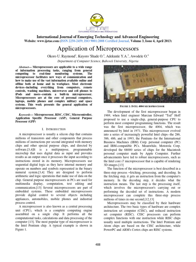 Application of Microprocessors | PDF | Microprocessor | Central ...