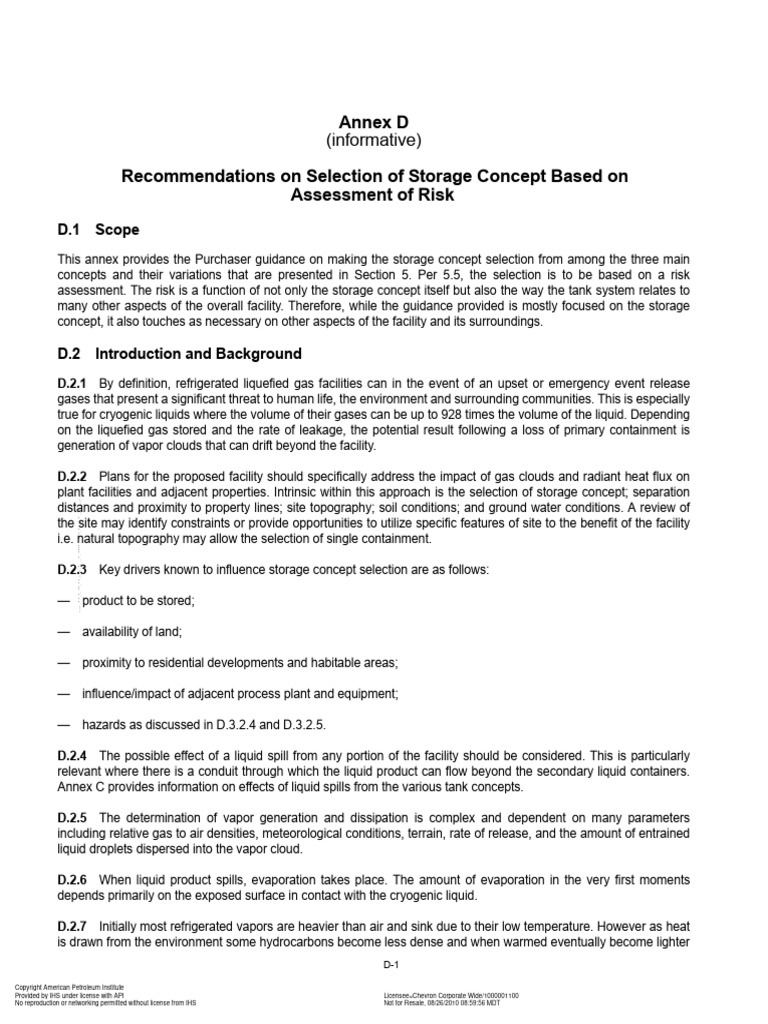 API 62 - Annex D | PDF | Liquids | Risk