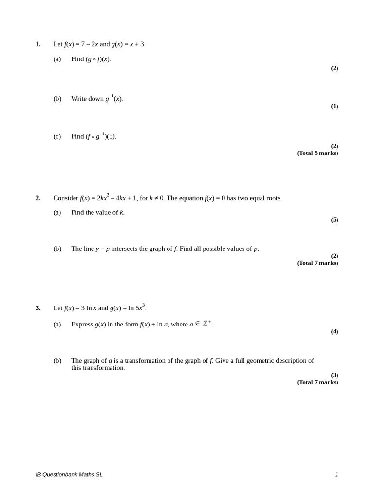 Functions and Equations No Calculator | PDF | Cartesian Coordinate ...