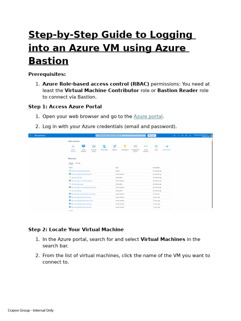 Azure VM Access Guide for Crayon Staff | PDF | Finance & Money ...