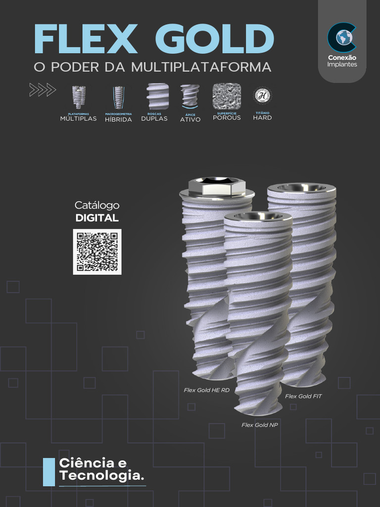 Implantes Flex Gold: Macrogeometria e Conexão | PDF | Implante dentário