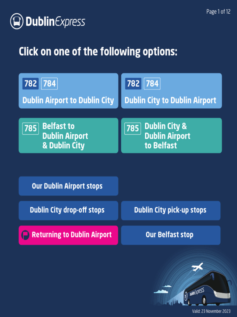 Dublin Express Timetable & Stops | PDF | Dublin | Public Transport