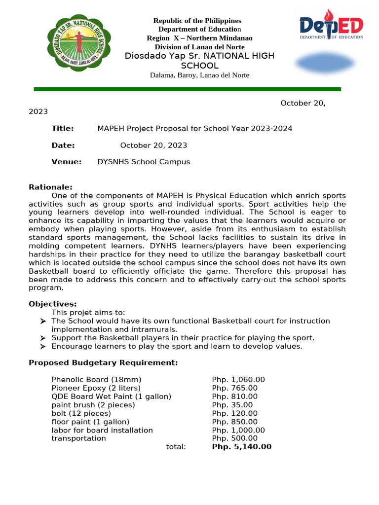 Mapeh Projects Sy 2023-2024 | PDF