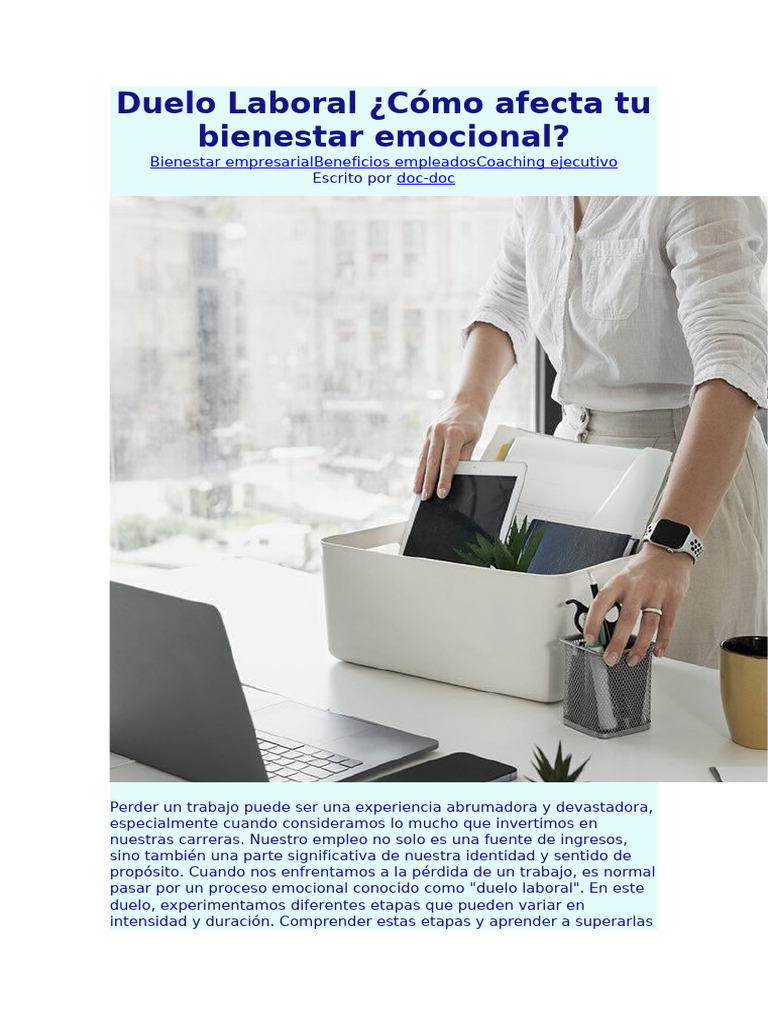Etapas del Duelo Laboral y Bienestar | PDF | Dolor | Resiliencia ...