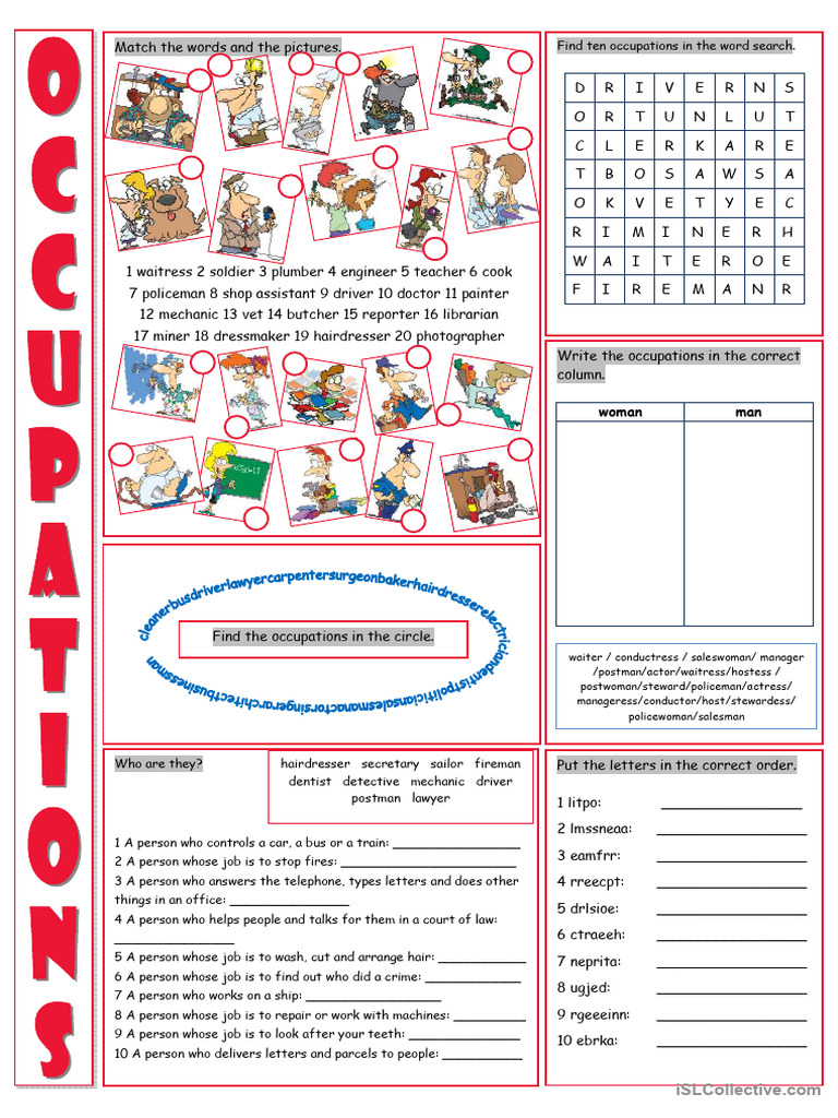 Occupations Vocabulary Exercises | PDF