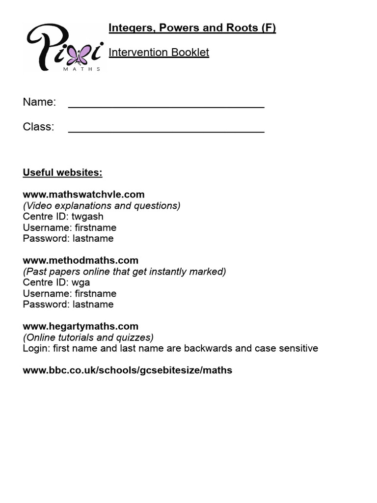 IPR Intervention Booklet F | PDF | Numbers | Discrete Mathematics
