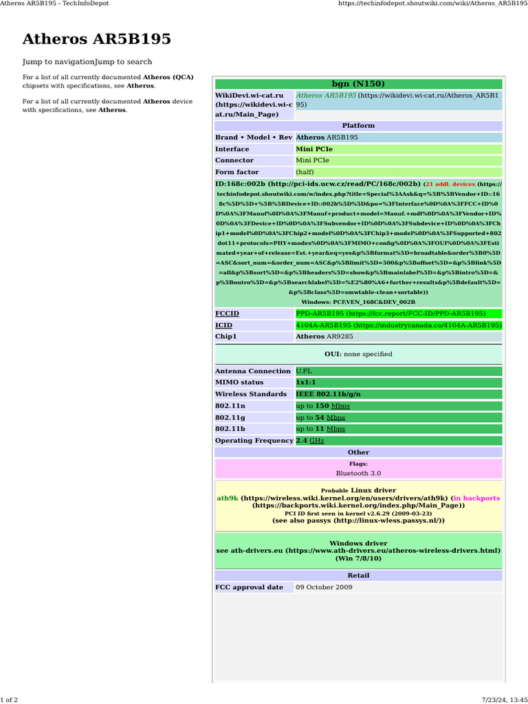 Atheros AR5B195 - TechInfoDepot | PDF | Ieee 802.11 | Computer Science