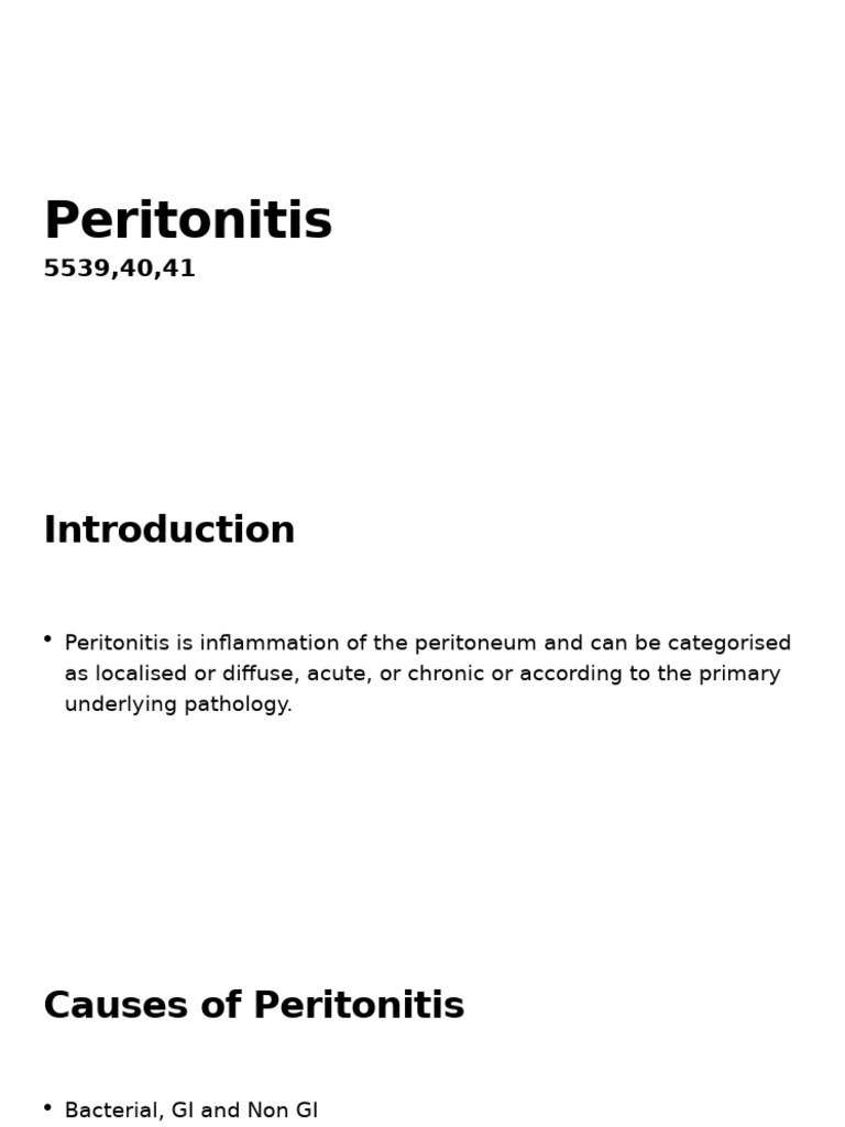 Comprehensive Guide to Peritonitis | PDF | Peritoneum | Abdomen