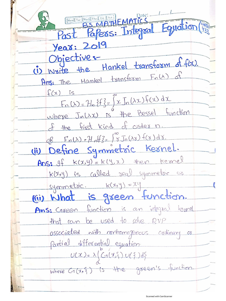 Integral Equation Handwritten Past Paper | PDF