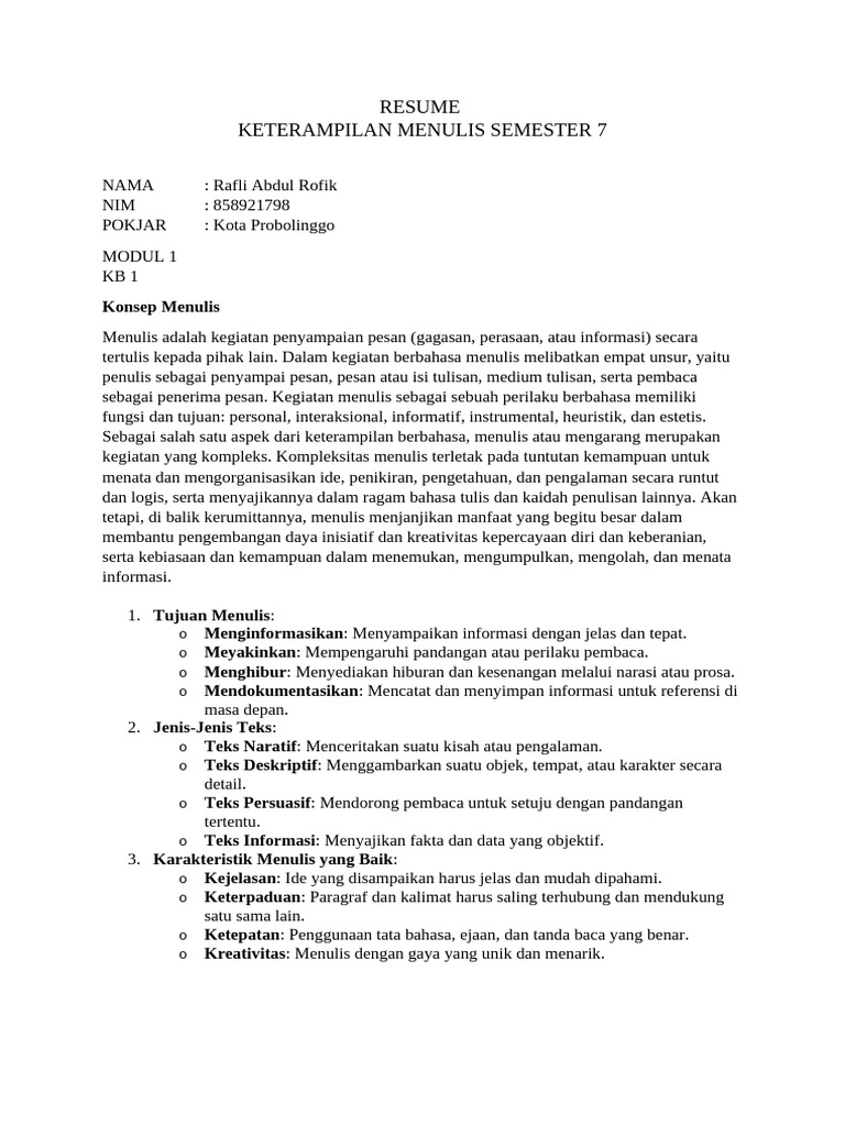 RESUME Modul 1 KB 1 Dan 2 | PDF