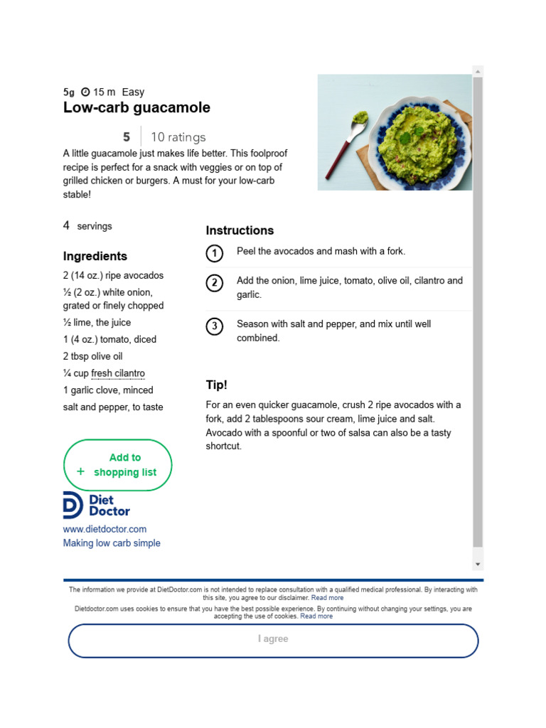 Easy Low-Carb Guacamole Recipe | PDF